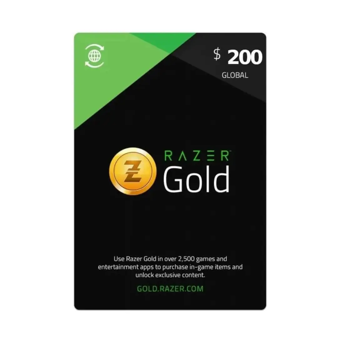 Carte Razer Gold 200$ sur Codeplay Maroc - Razer Gold Gift Cards